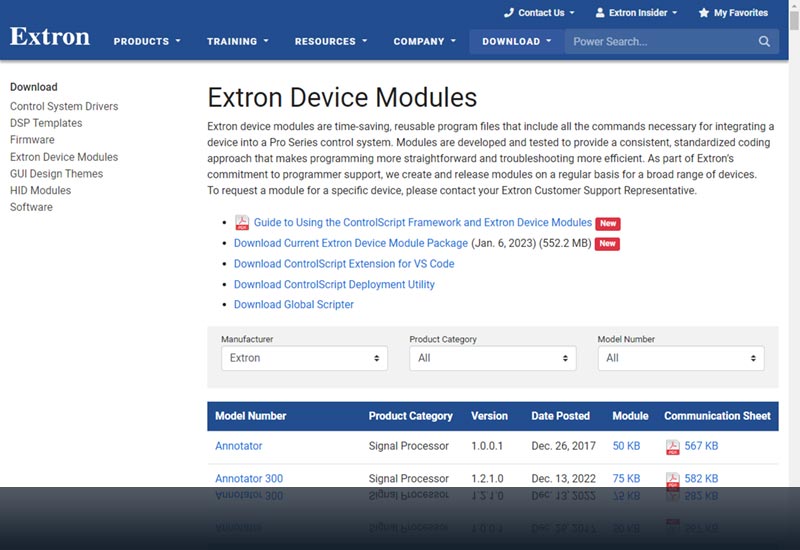 Programmazione dei sistemi di controllo | Extron